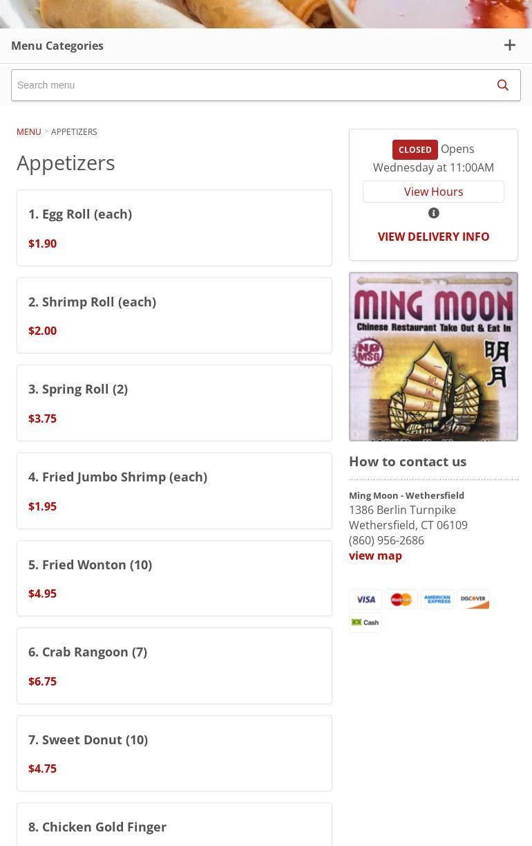 Ming Moon, Wethersfield - Menu, Reviews (33), Photos - Restaurantji