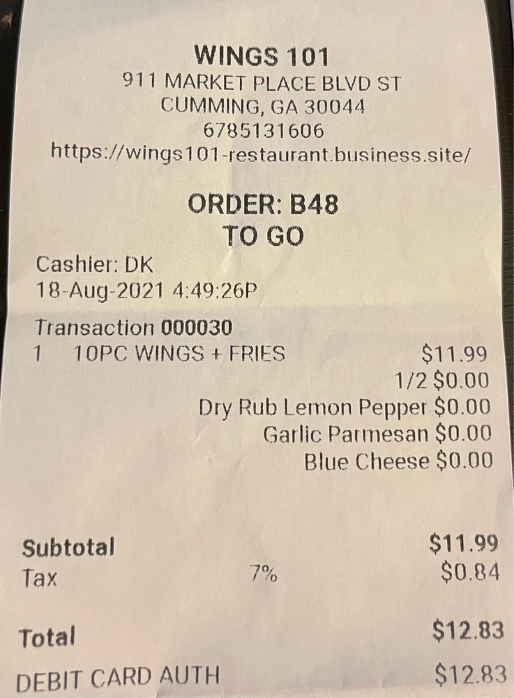 Wings 101, Cumming - Menu, Reviews (171), Photos (34) - Restaurantji