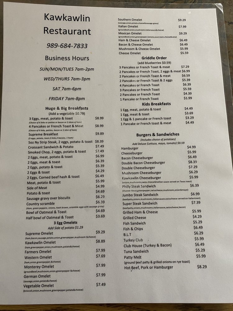 Kawkawlin Restaurant, Kawkawlin - Menu, Reviews (173), Photos (45 ...