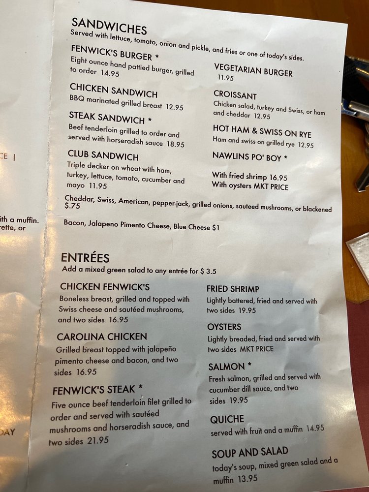 Fenwick's Restaurant, Charlotte - Menu, Reviews (231), Photos (75 ...