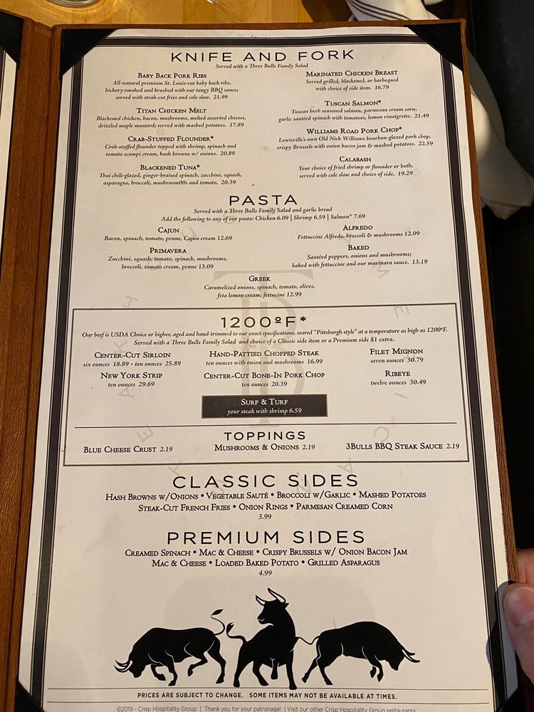 Three Bulls American Steakhouse, Clemmons - Menu, Reviews (296), Photos ...