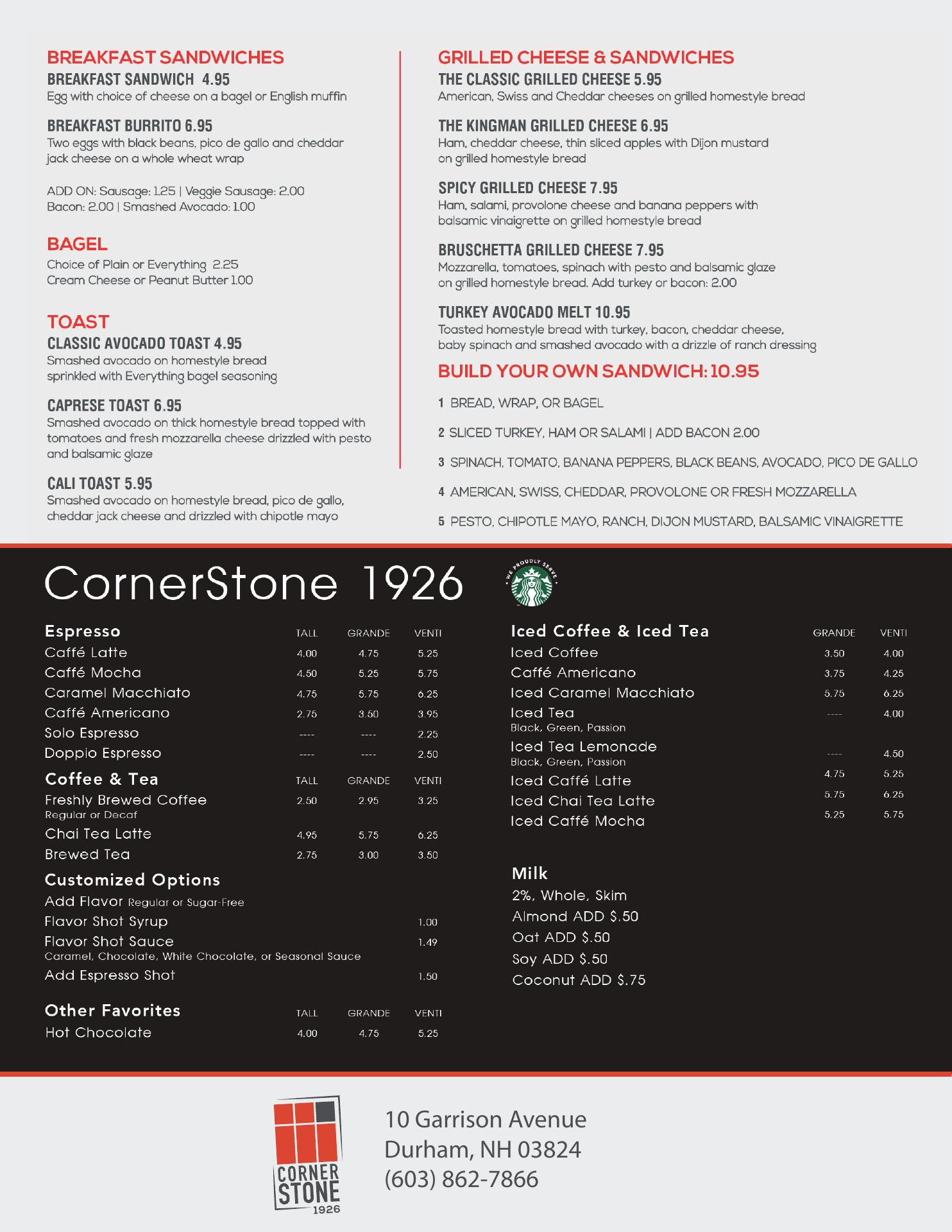 CornerStone 1926, Durham - Menu, Reviews, Photos - Restaurantji