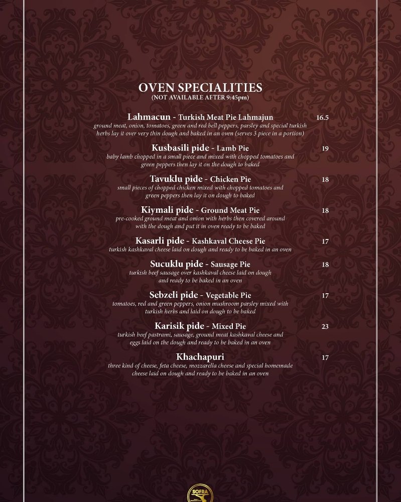 Sofra Turkish & Mediterranean Cuisine, East Brunswick - Menu, Reviews ...
