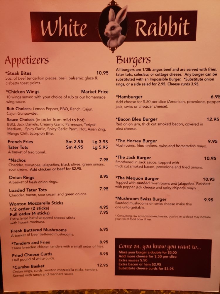 White Rabbit Bar and Grill, Mequon - Menu, Reviews (171), Photos (58 ...